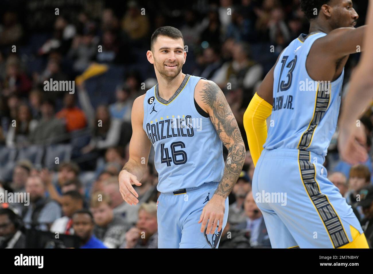Memphis Grizzlies guard John Konchar (46) plays in the first half of an ...