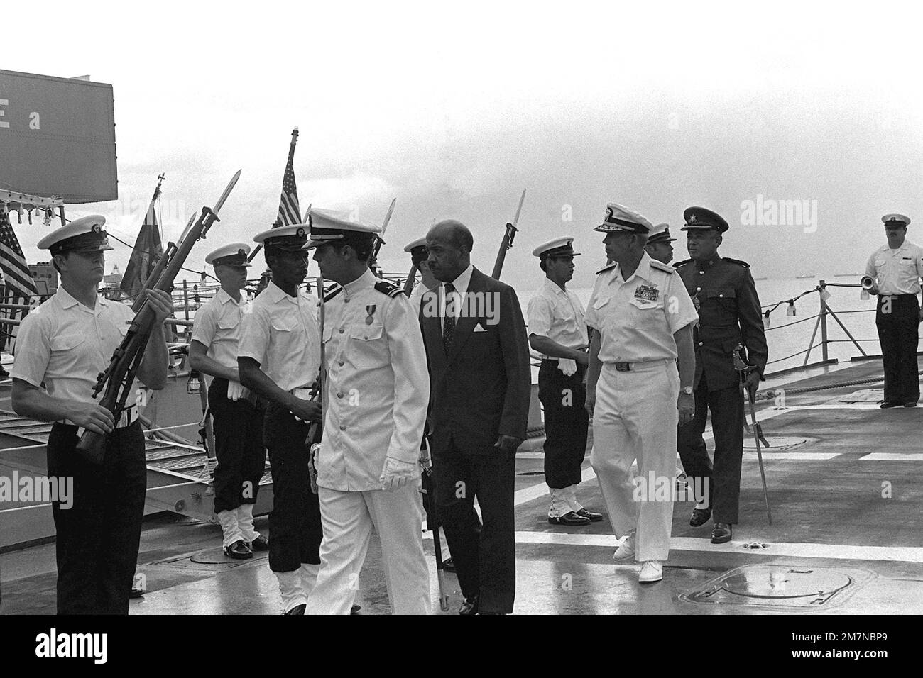 RADM John Ekelund, commander of exercise Unitas XX, escorts local VIPs ...