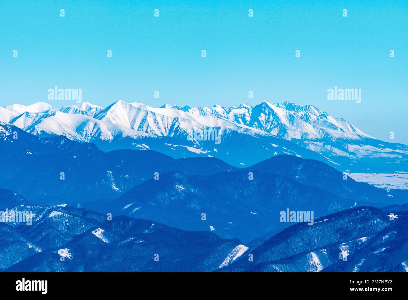 View to part of Western Tatras and High Tatras mountains from Velka ...