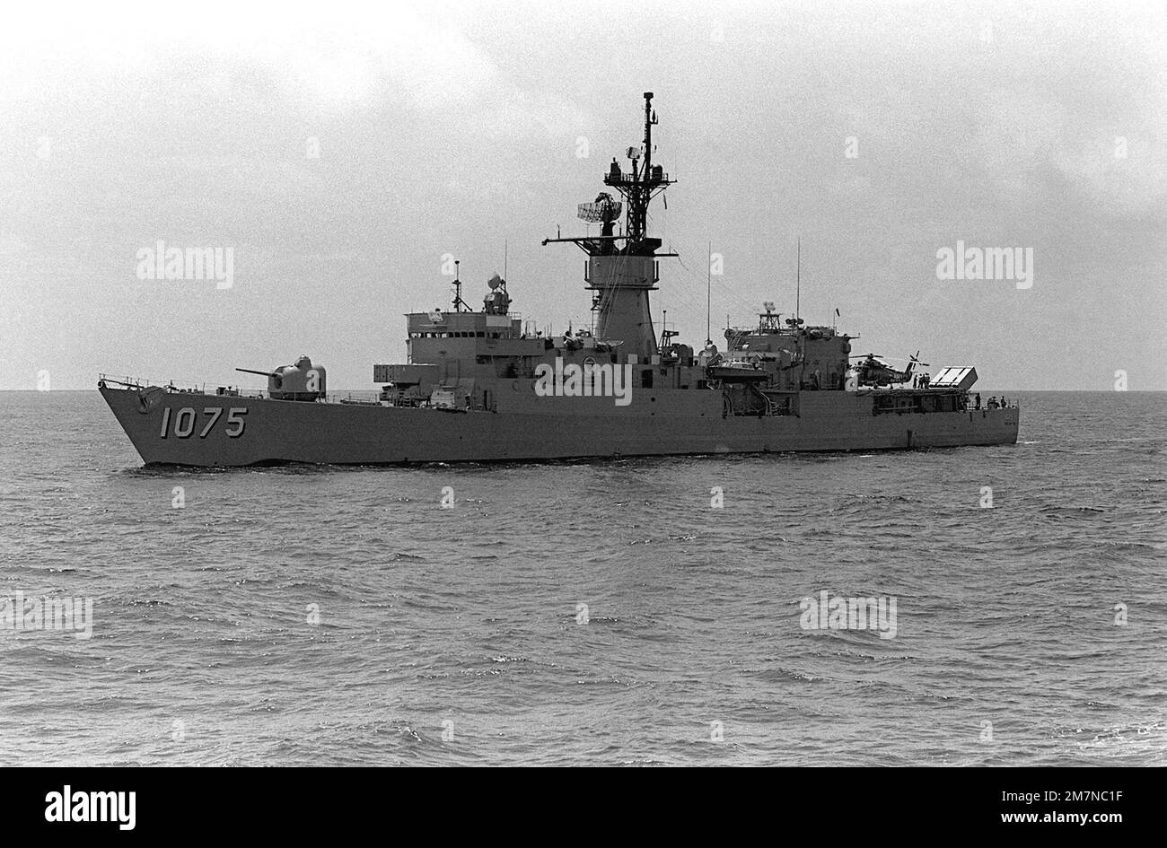 A port beam view of the frigate USS TRIPPE (FF-1075) during exercise ...