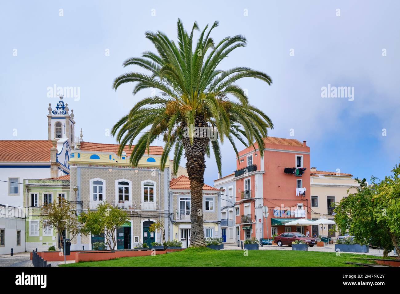 A traditional quarter in the old town of Setubal. Portugal Stock Photo ...