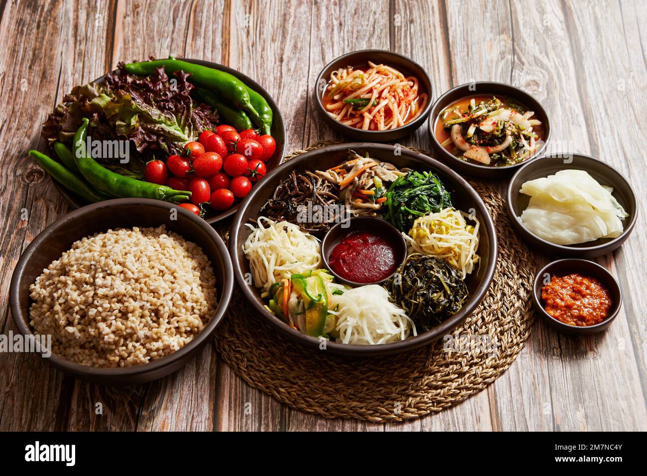 Korean Table d'hote with Wild Vegetables Stock Photo - Alamy