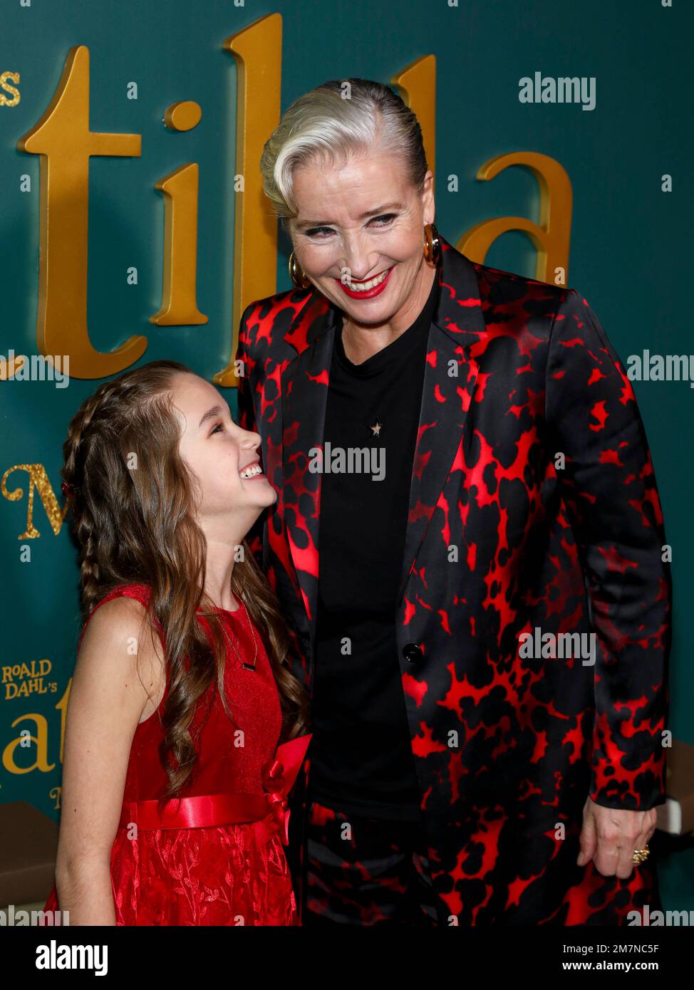 Actors Alisha Weir, left, and Emma Thompson, right, attend a special ...