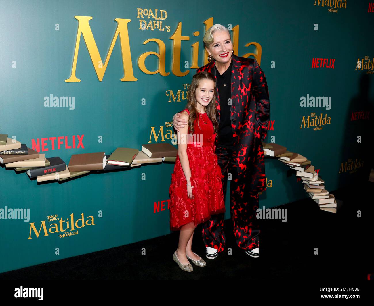 Actors Alisha Weir, left, and Emma Thompson, right, attend a special ...
