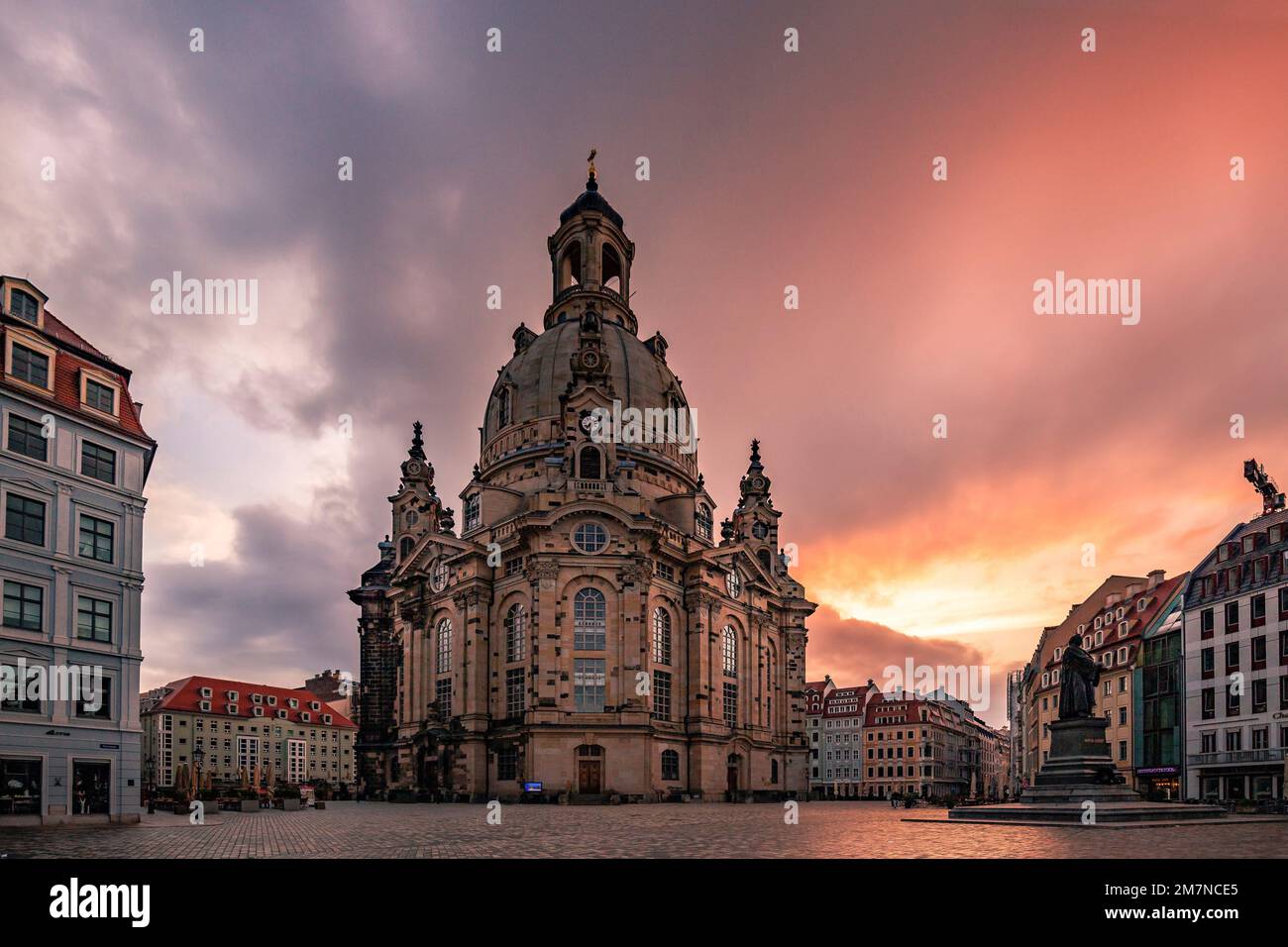 Historic city center, romantic sunrise at Neumark with famous ...