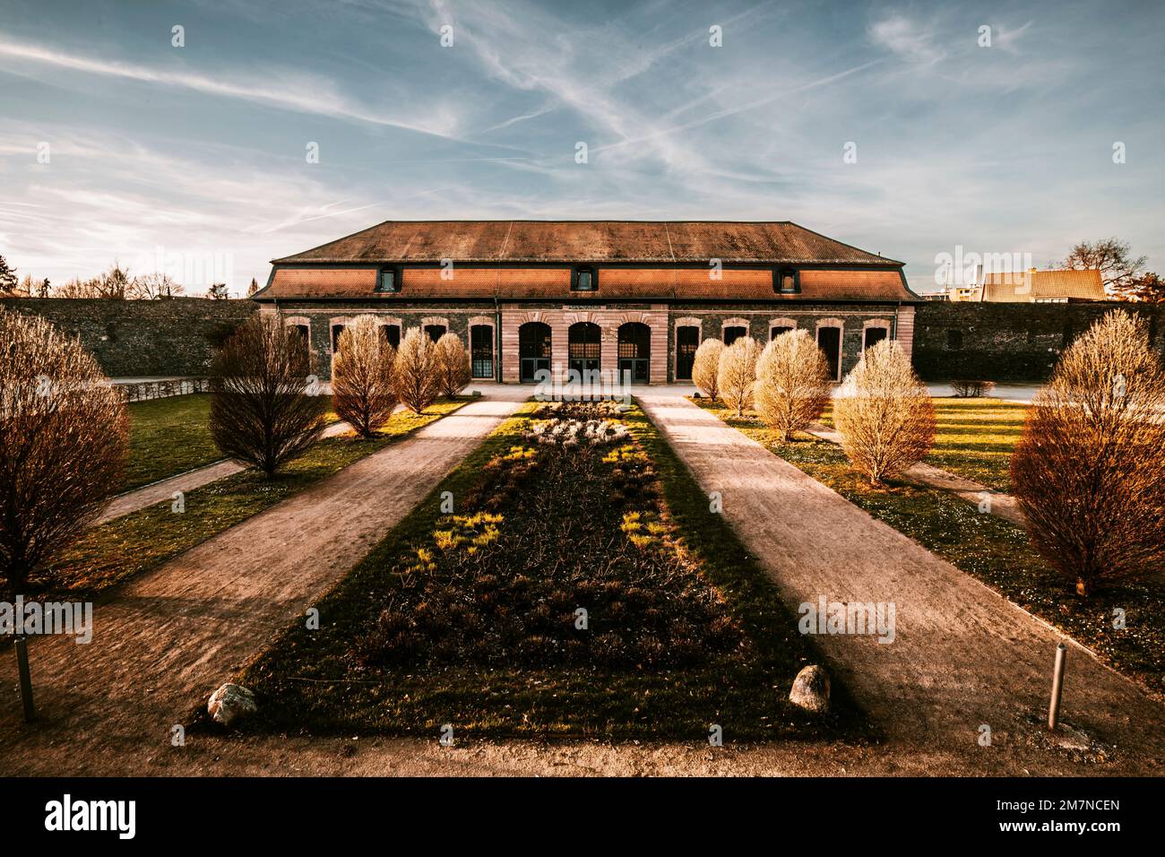 Sunset view of the Orangery of the Historical Museum Hanau Schloss ...
