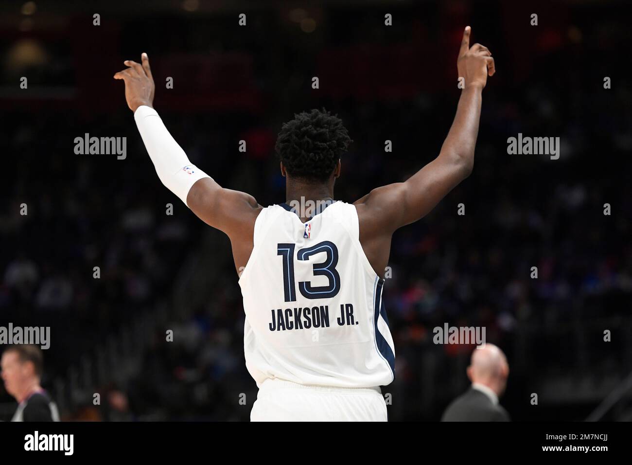 Memphis Grizzlies forward Jaren Jackson Jr. reacts before the start of ...