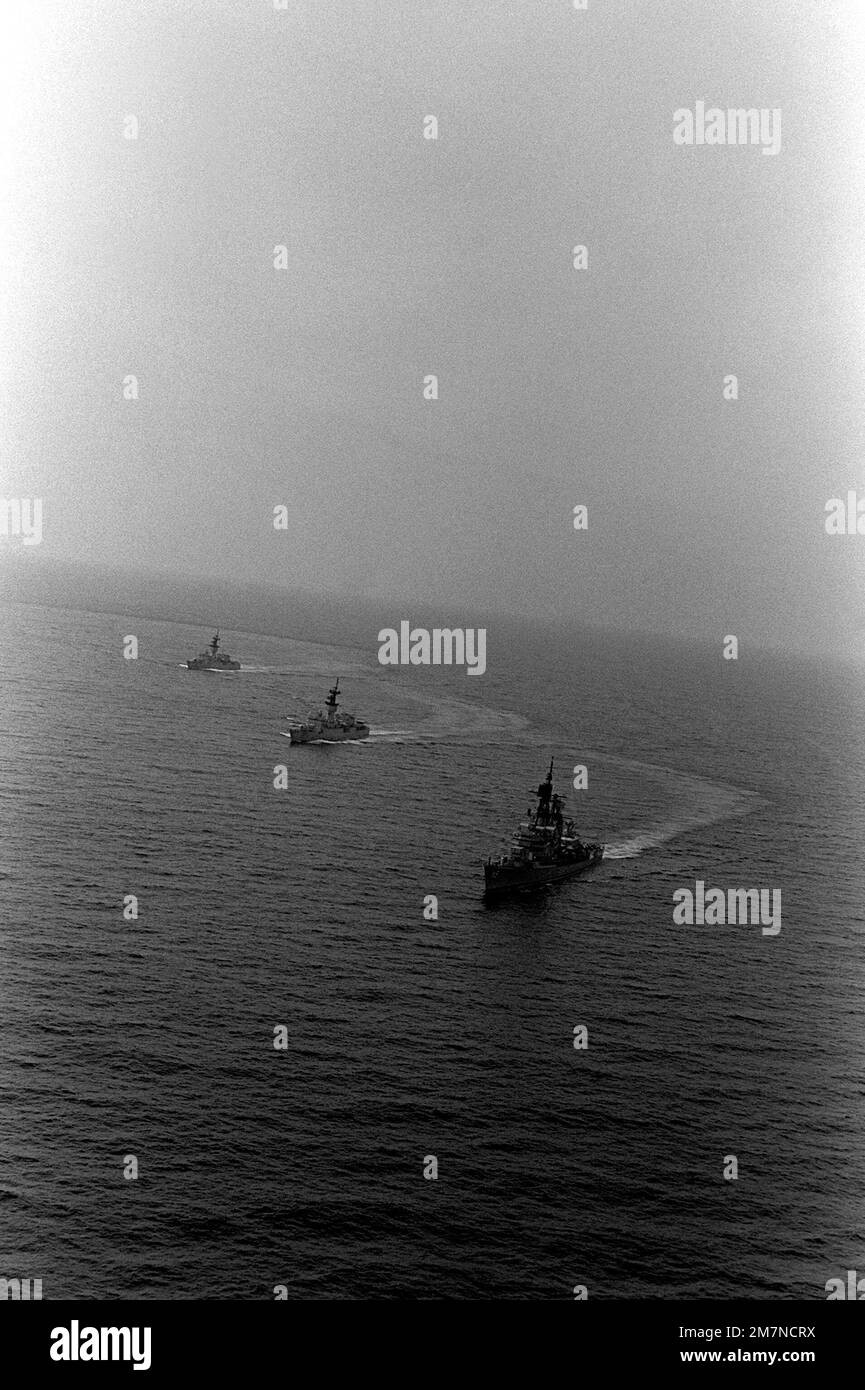 An aerial port bow view of exercise Unitas XX task force underway. From ...