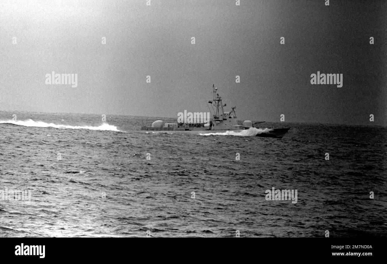 A starboard beam view of the Ecuadorian fast attack craft (missile ...