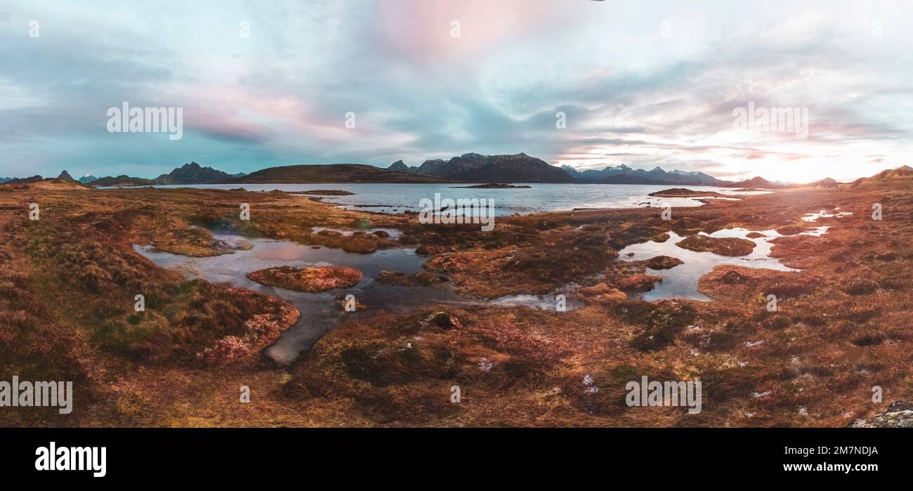Typical fjord landscape in autumn in vesteralen hi-res stock ...