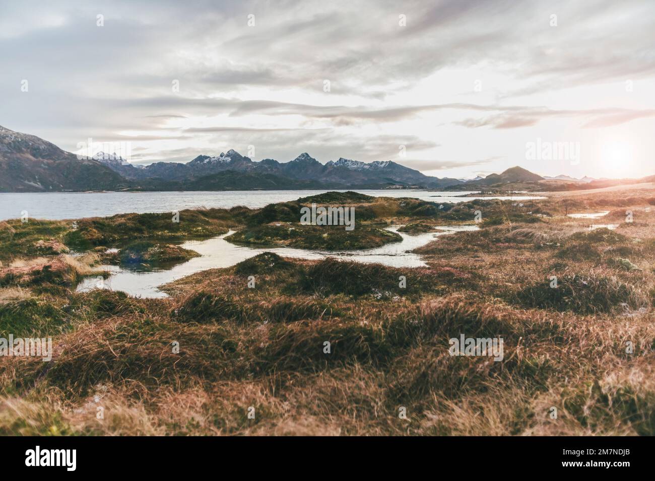 Typical fjord landscape in autumn in vesteralen hi-res stock ...