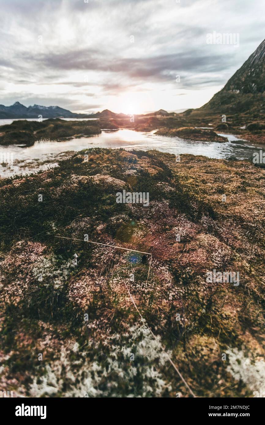 Typical fjord landscape in autumn in vesteralen hi-res stock ...