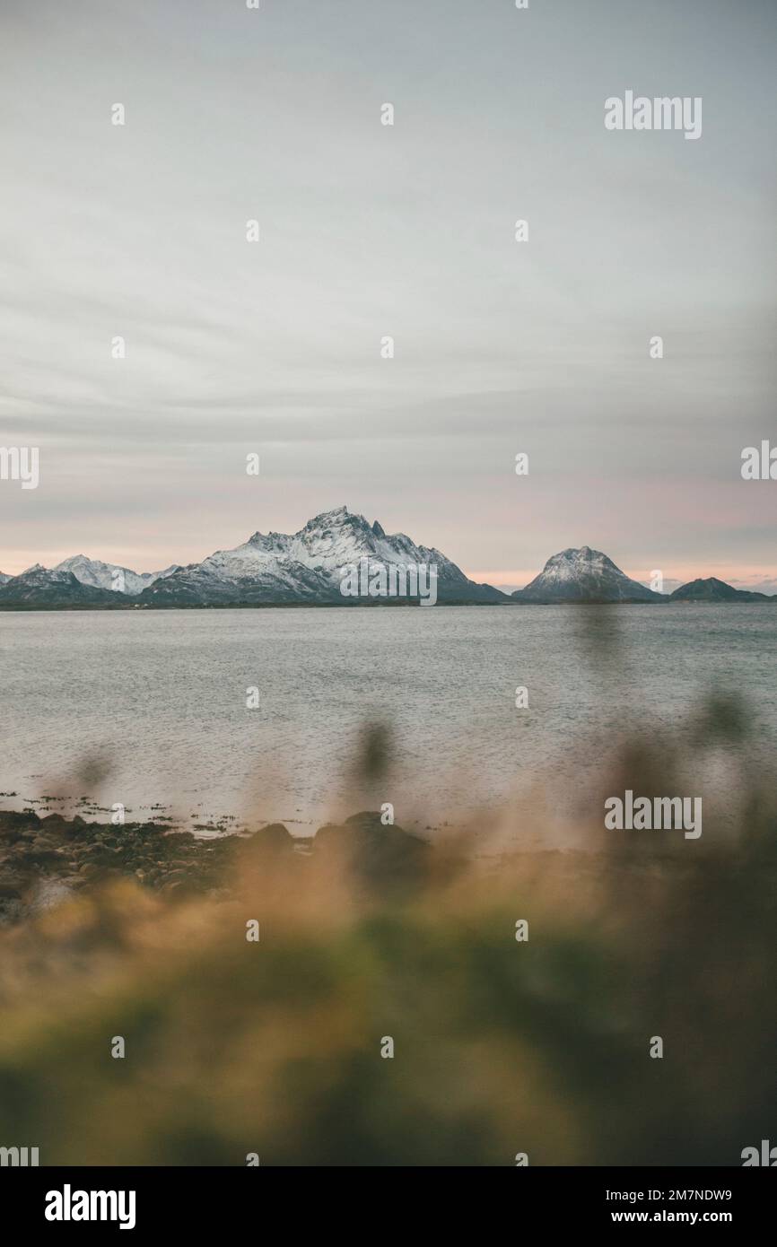 Typical fjord landscape in autumn in vesteralen hi-res stock ...