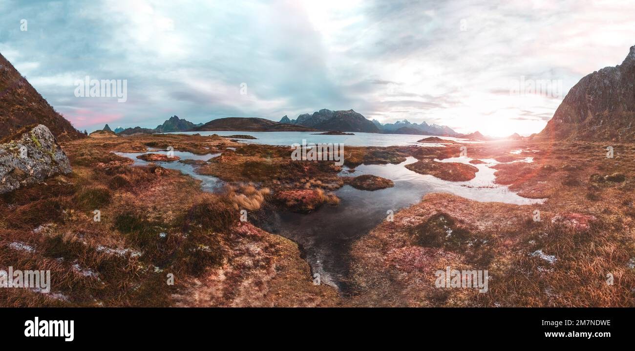 Panorama of nordic coastal landscape with rocks hi-res stock ...