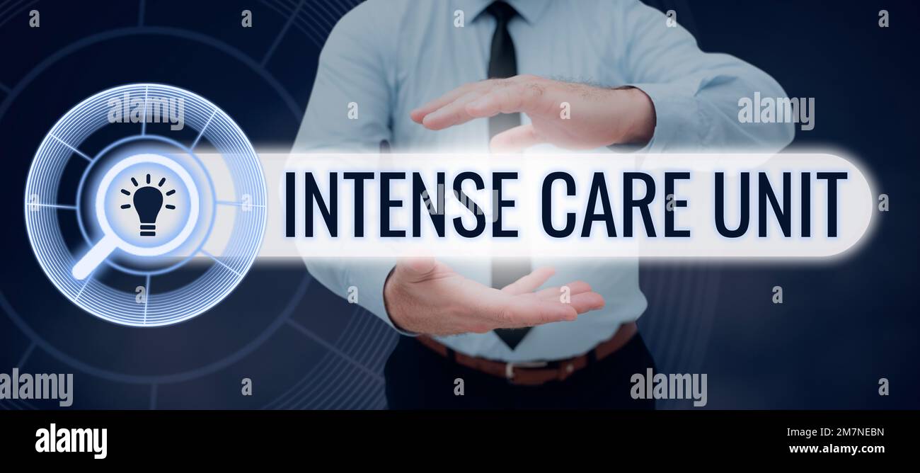 Sign displaying Intense Care Unit. Concept meaning a unit in a hospital ...