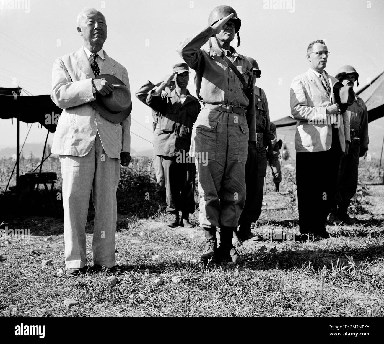 South Korean President Syngman Rhee, left, and Gen. Edward Craig, are ...