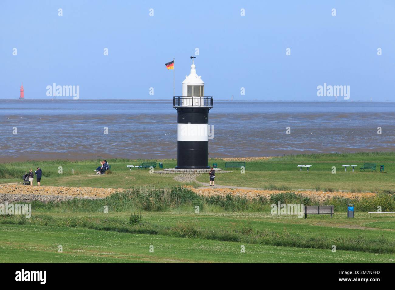 Lighthouse kleiner preusse at the kutterhafen wremen hi-res stock ...
