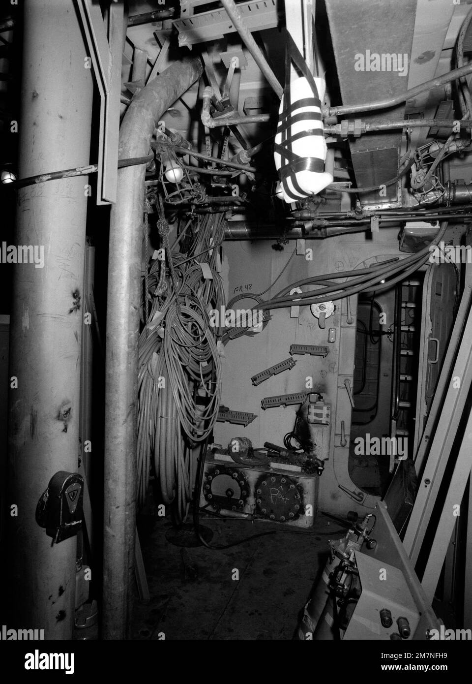 An interior view of the sonar equipment room on the guided missile ...