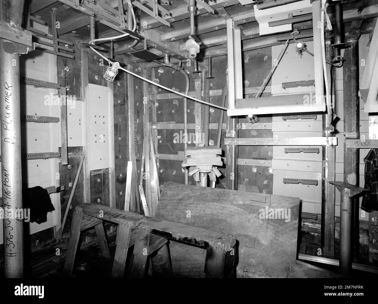 An interior view of the combat information center on the guided missile ...