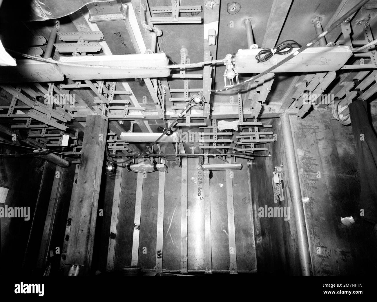 An interior view of the combat information center equipment room on the ...