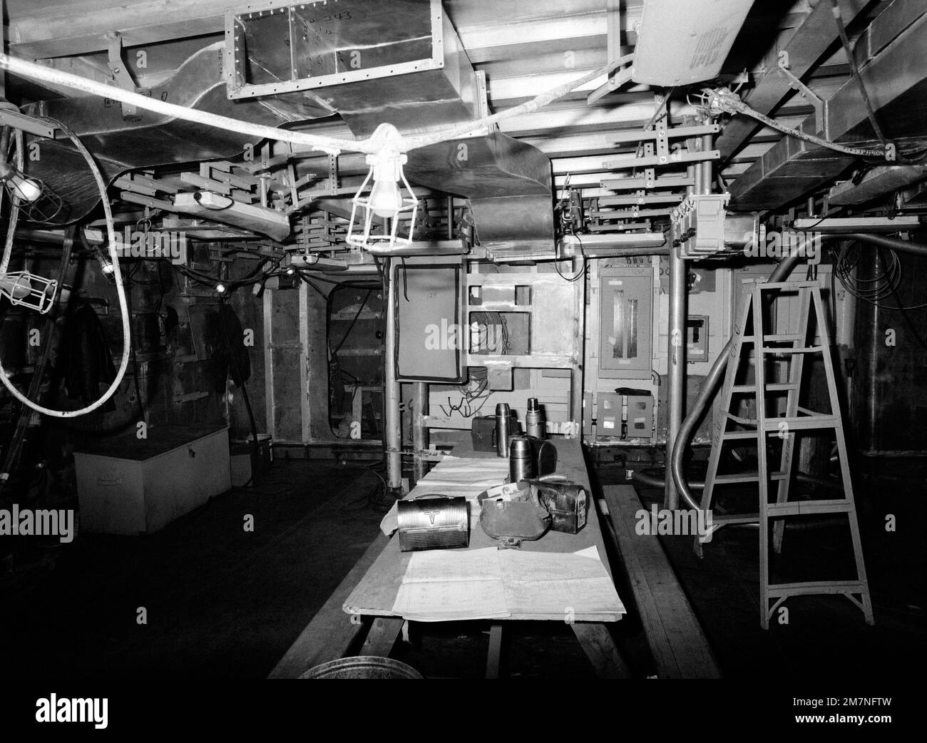 An interior view of the combat information center equipment room on the ...