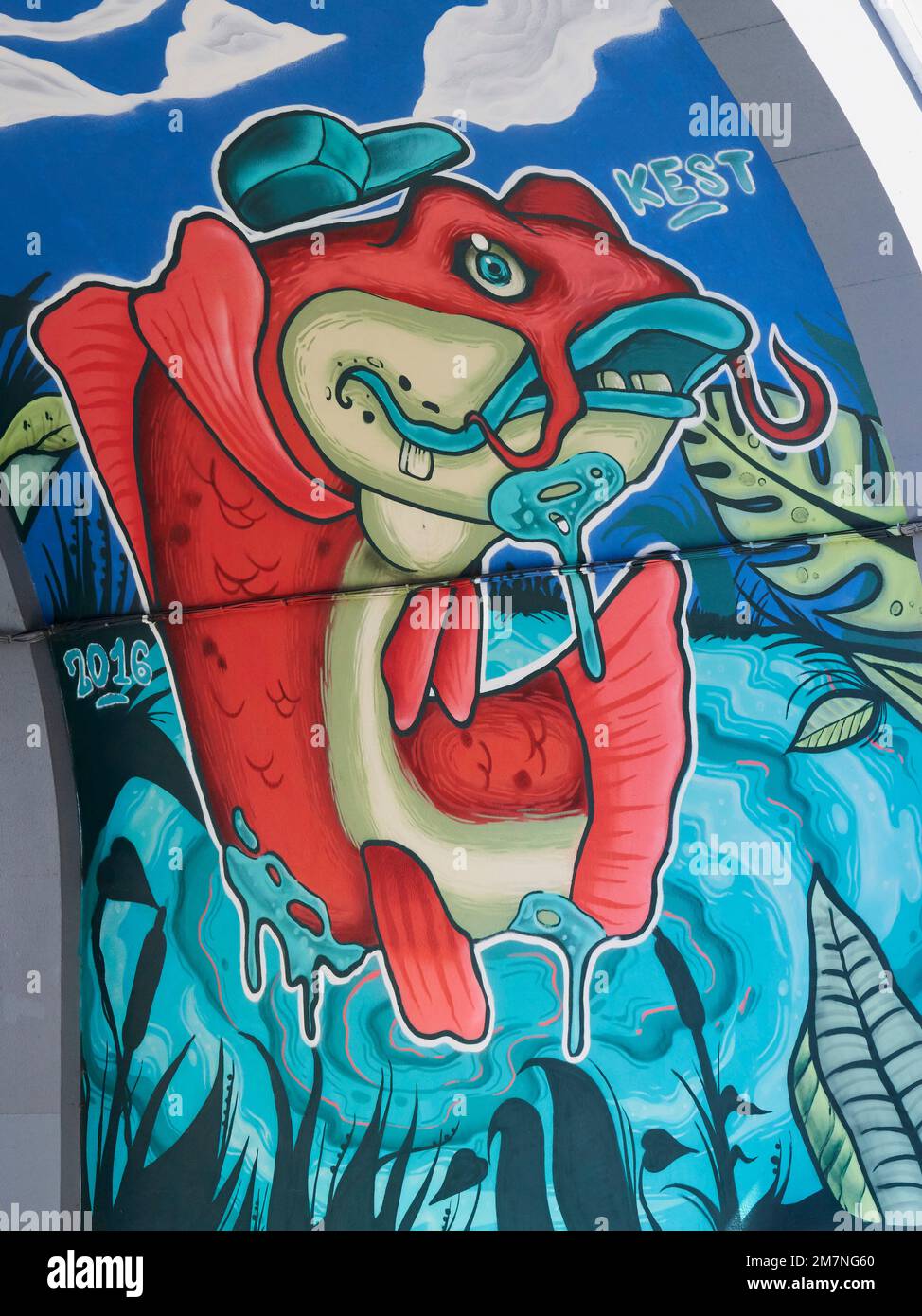 graffiti of fish escaping from can, Aveiro, Portugal Stock Photo - Alamy