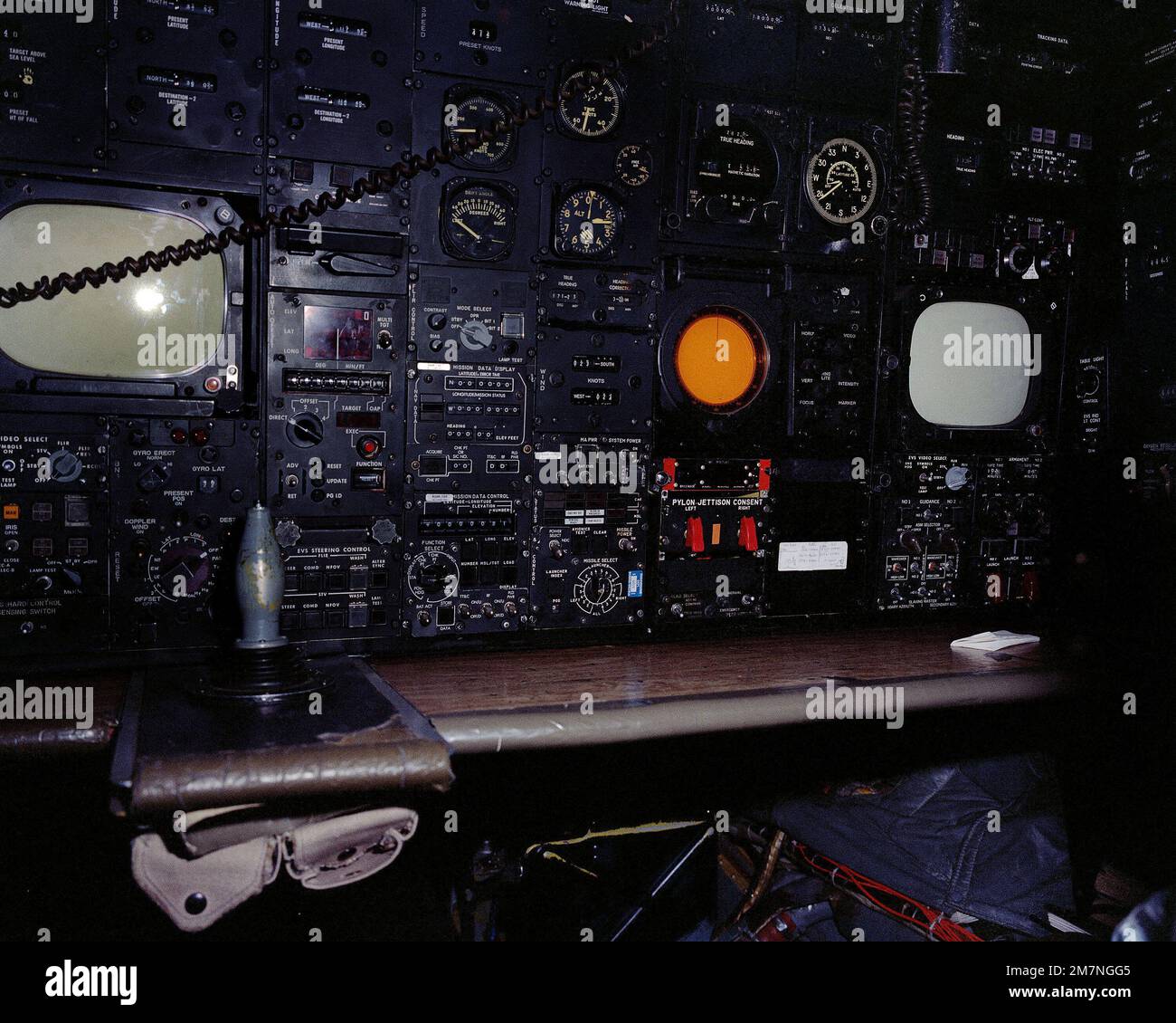A close-up view of an instrument panel of a B-52 Stratofortress ...