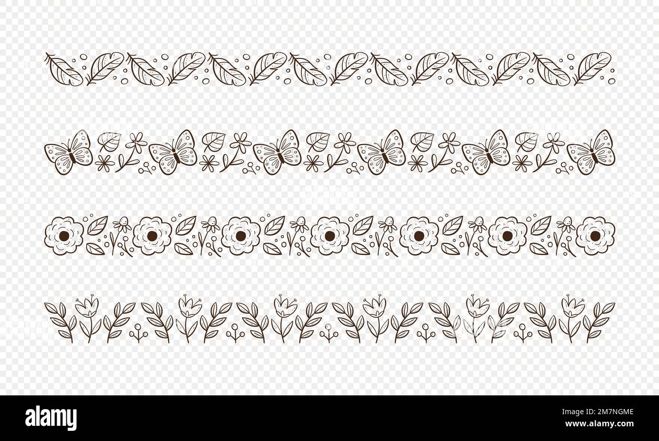 Spring floral decorative border collection. Seamless borders with ...