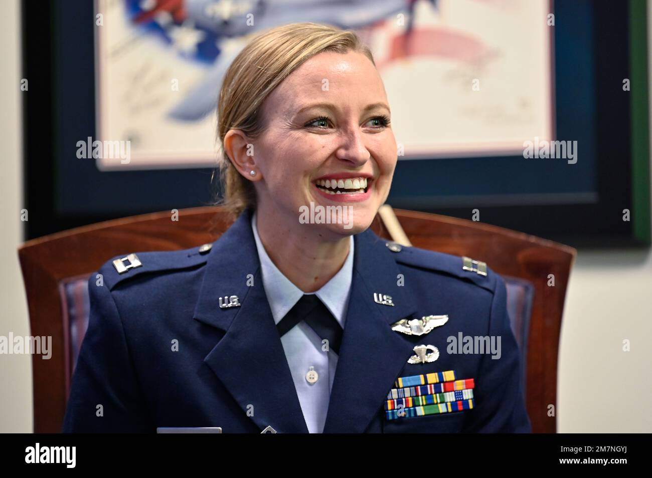 Capt. Taylor Bye speaks with Air Force Chief of Staff Gen. CQ Brown, Jr ...