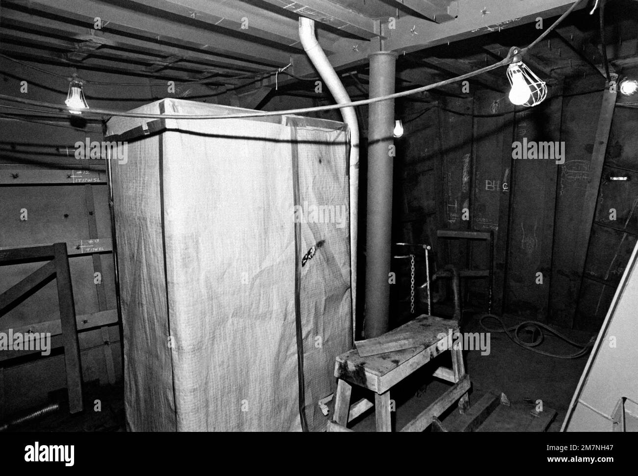 An interior view of the sonar equipment room on the guided missile ...