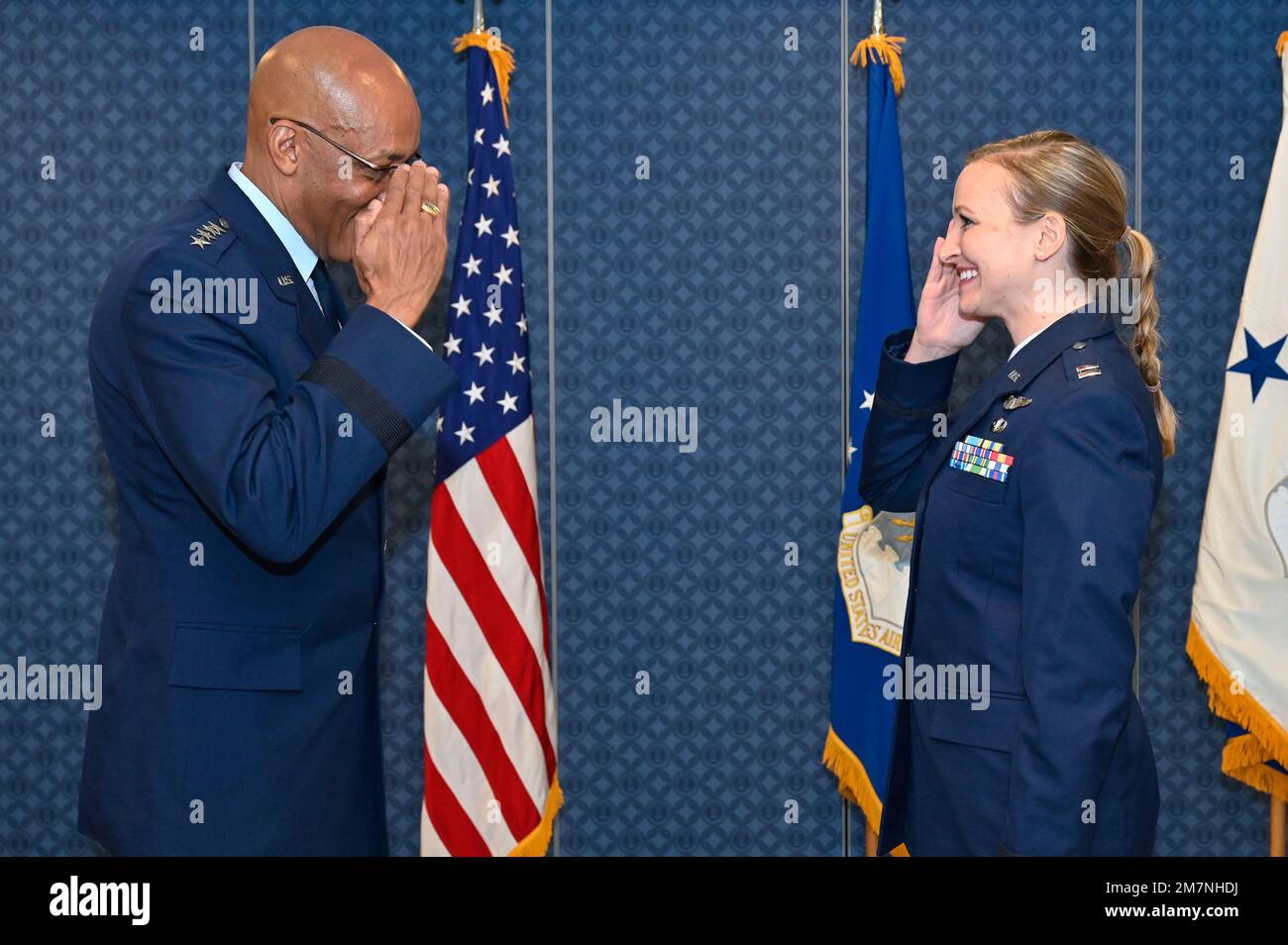 Capt. Taylor Bye salutes Air Force Chief of Staff Gen. CQ Brown, Jr ...