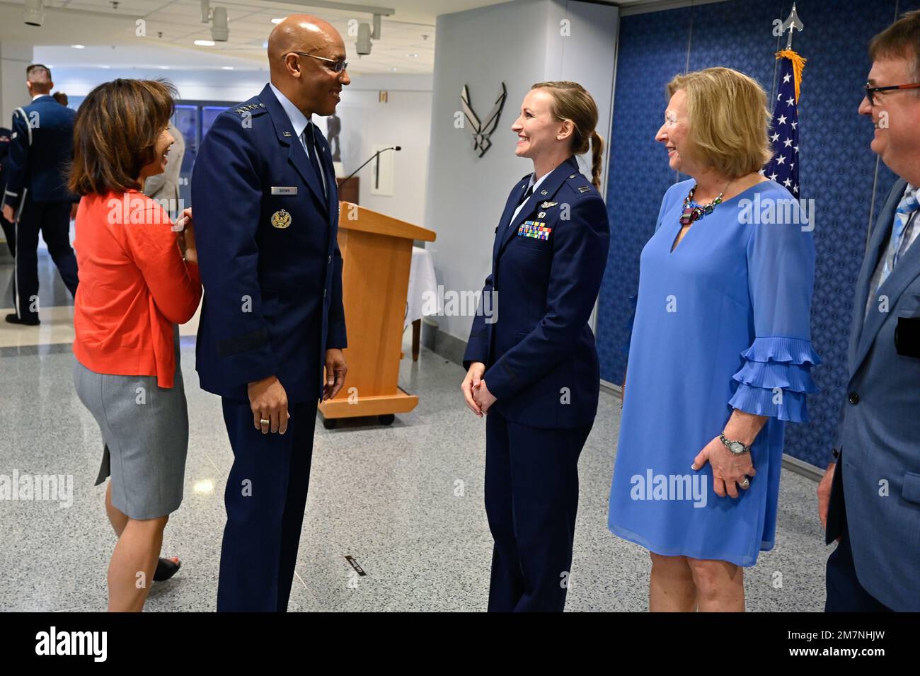 Air Force Chief of Staff Gen. CQ Brown, Jr. congratulates Capt. Taylor ...