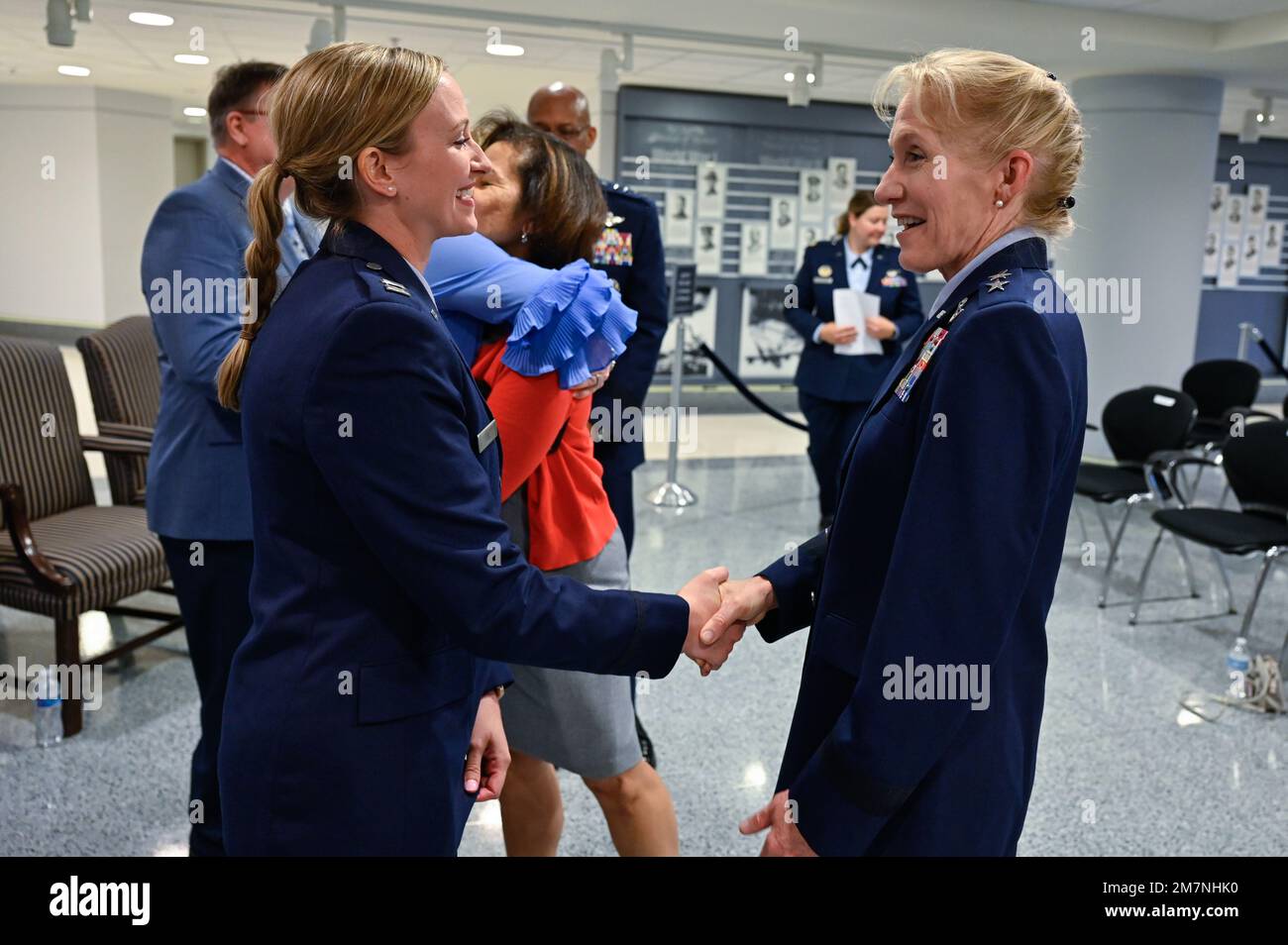 Maj. Gen. Jeannie Leavitt, Air Force chief of safety, congratulates ...