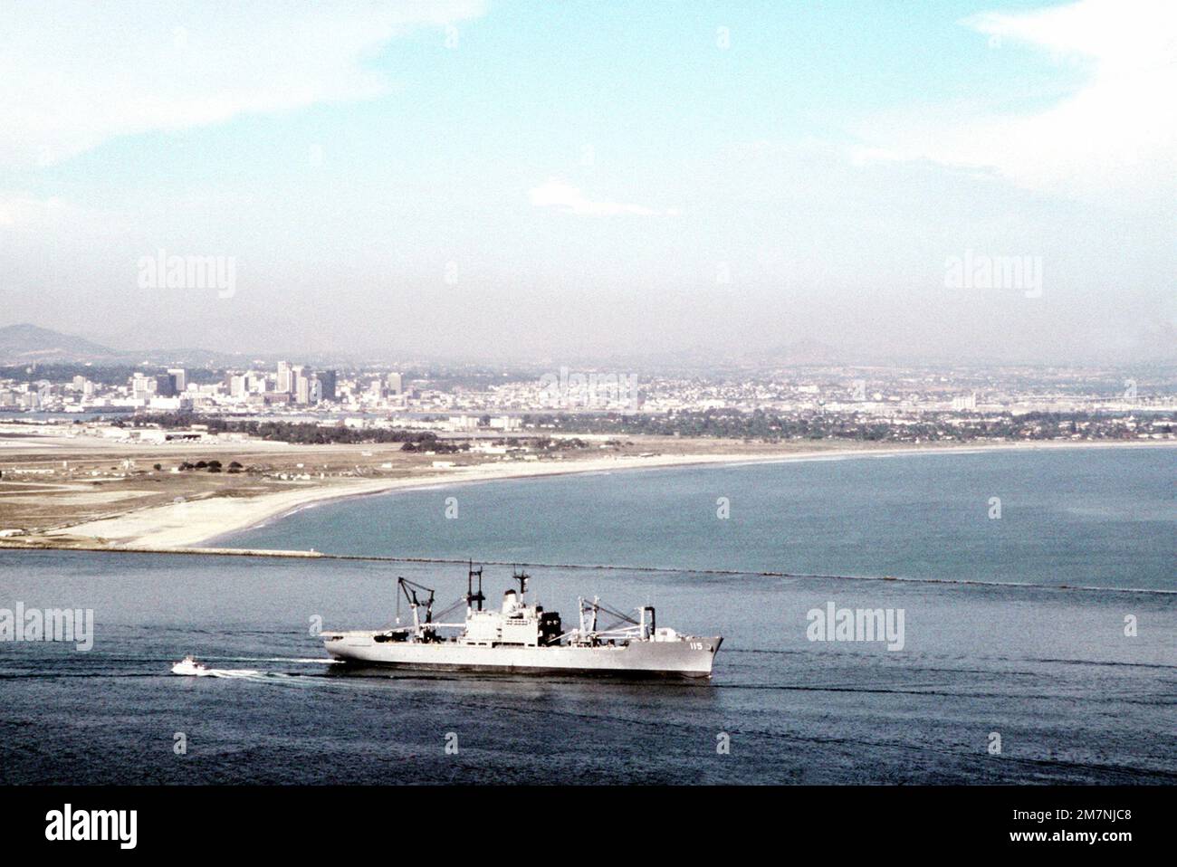 Aerial starboard beam view of the amphibious cargo ship USS MOBILE (LKA ...