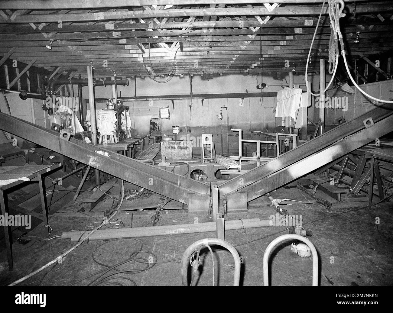 An interior view of the engine room on the guided missile frigate CLARK ...