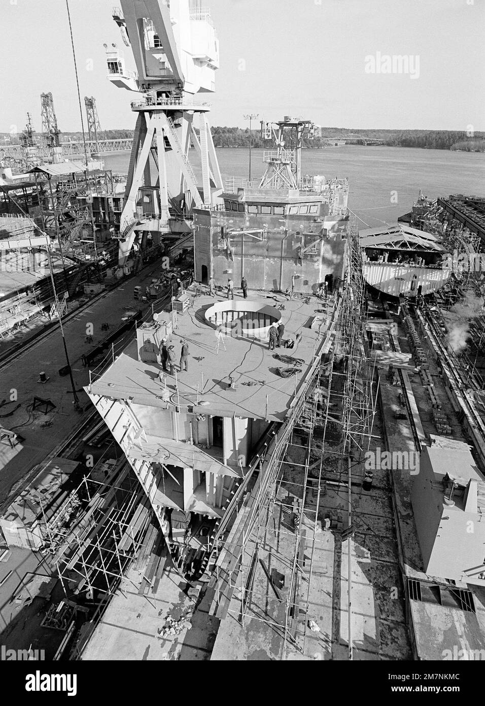 An aerial bow view of the guided missile frigate CLARK (FFG 11) under ...