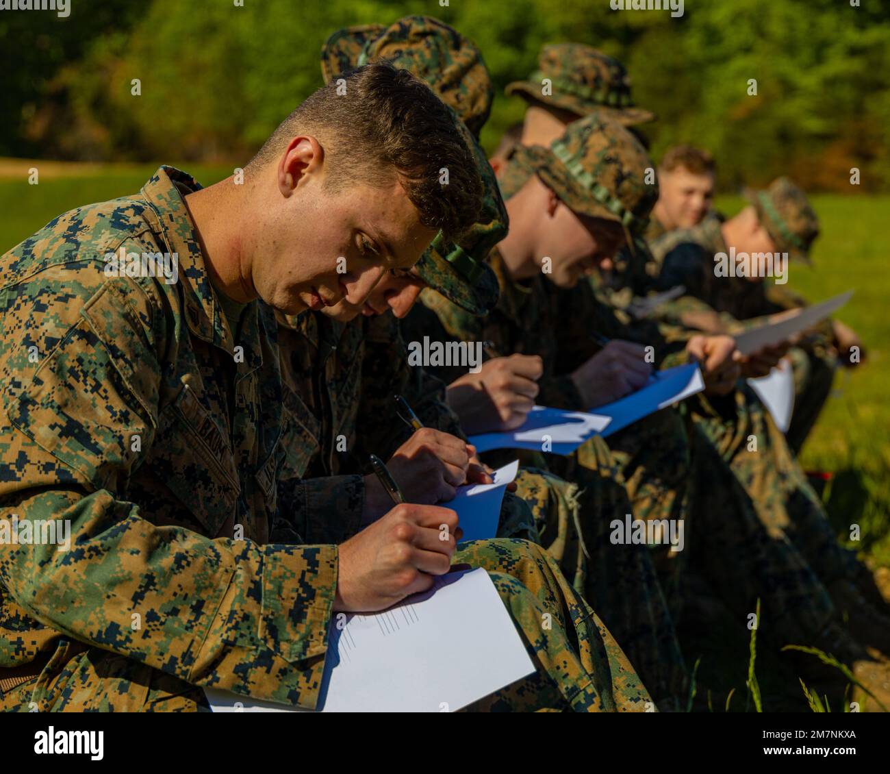 Marines with Bravo Company, Marine Barracks Washington, take a test ...
