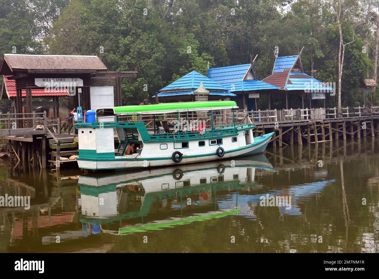 wooden klotok houseboat, Sekonyer River, swamp forest, Tanjung Puting ...