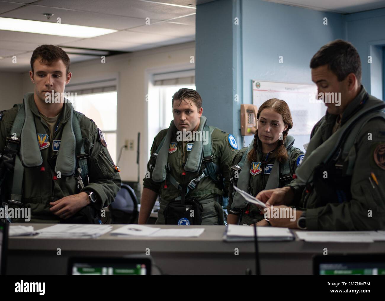 U.S. Air Force pilots assigned to the 157th Fighter Squadron, South ...