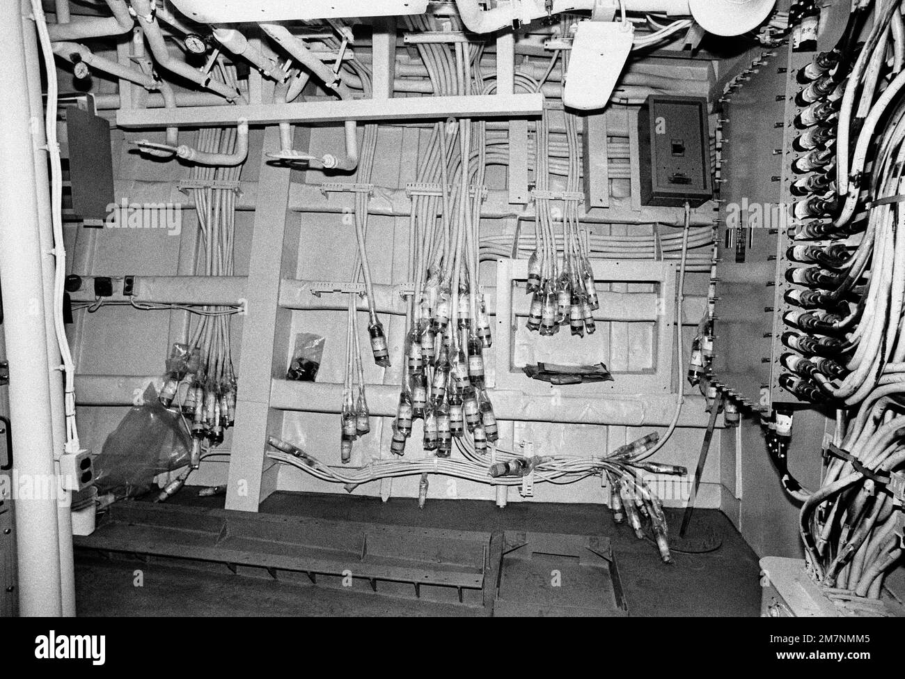 An interior view of the sonar equipment room on the guided missile ...