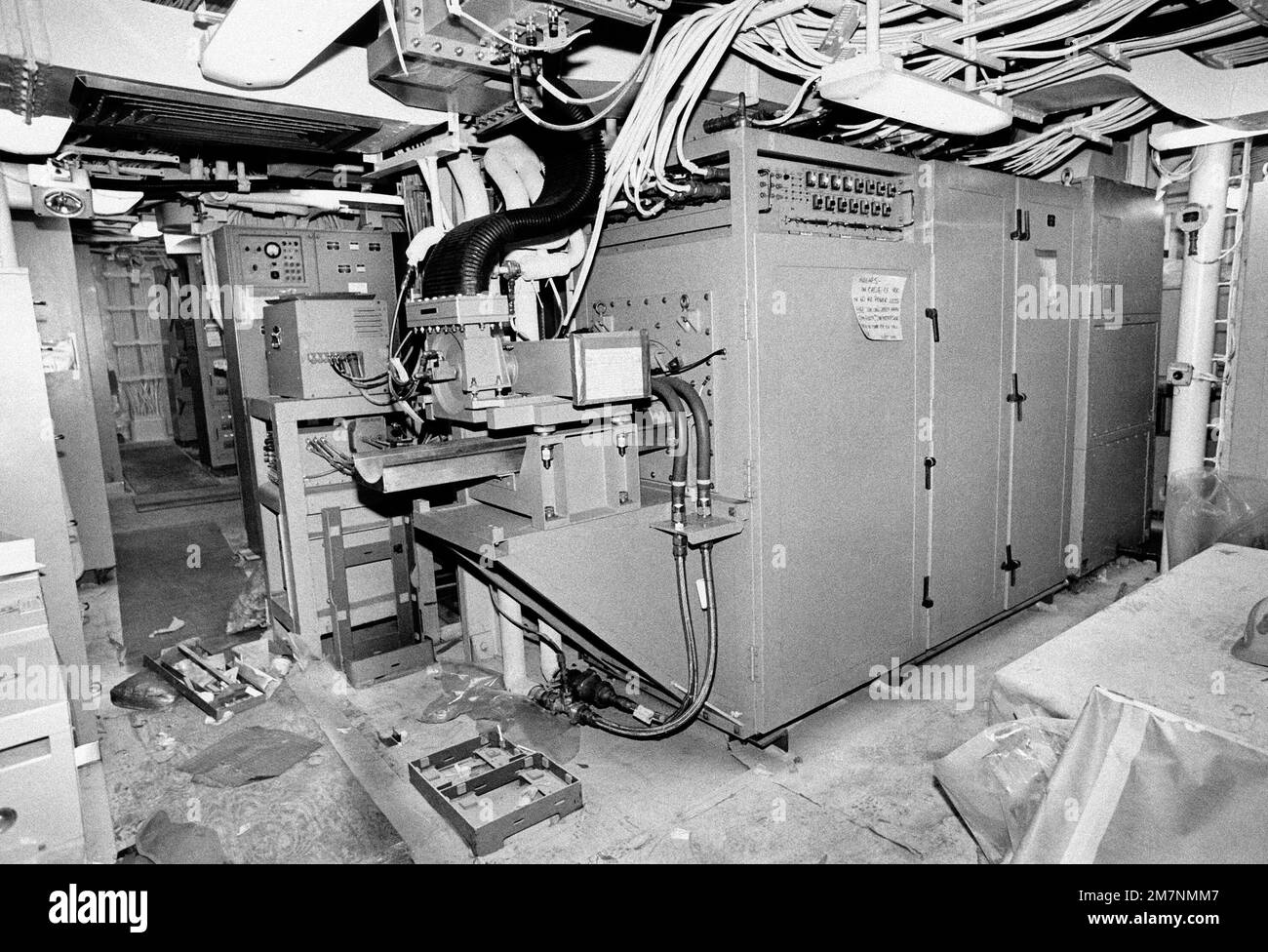 An interior view of combat information center, radar and IFF spaces on ...