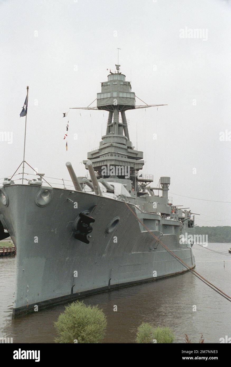 A port bow view of the memorial battleship TEXAS (BB-35). Base: San ...