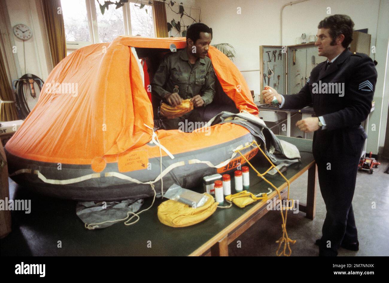Royal Netherlands Air Force SFC Arie Methorst (right) explains a ...