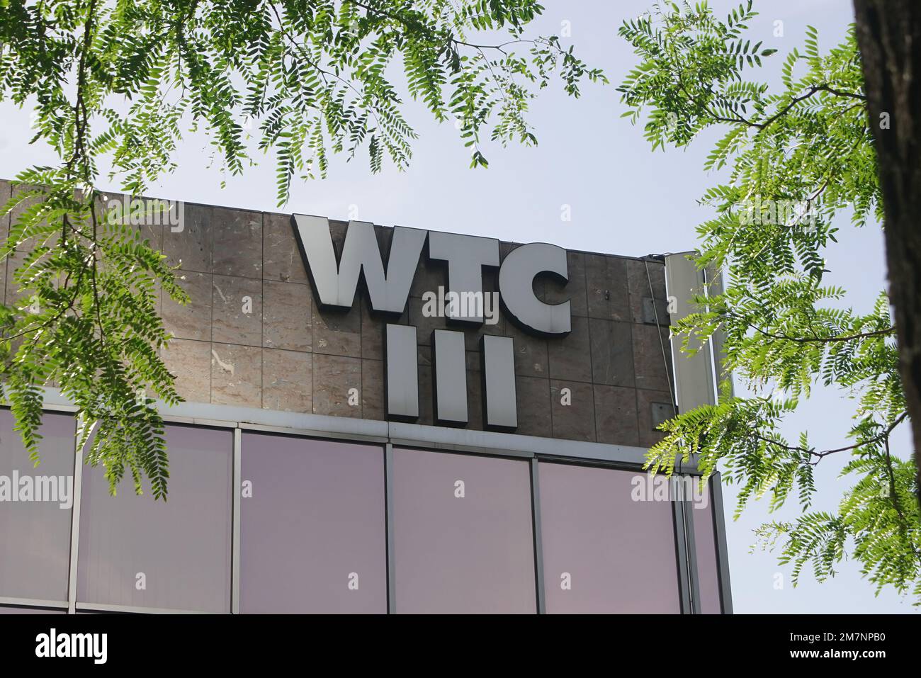 Facade of a building of the World Trade Center 3 in the Northern ...