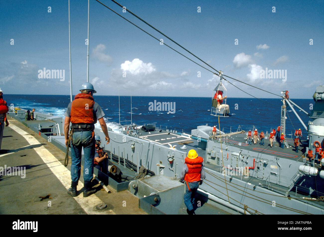 An officer is transferred from the destroyer USS ARTHUR W. RADFORD (DD ...