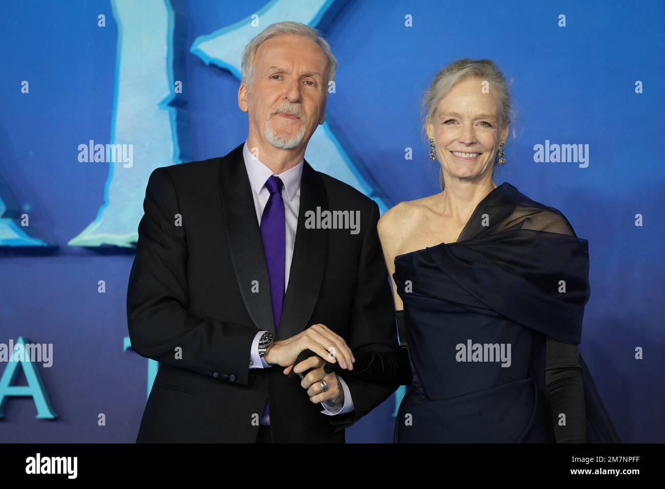 Director James Cameron, left, and Suzy Amis Cameron pose for ...