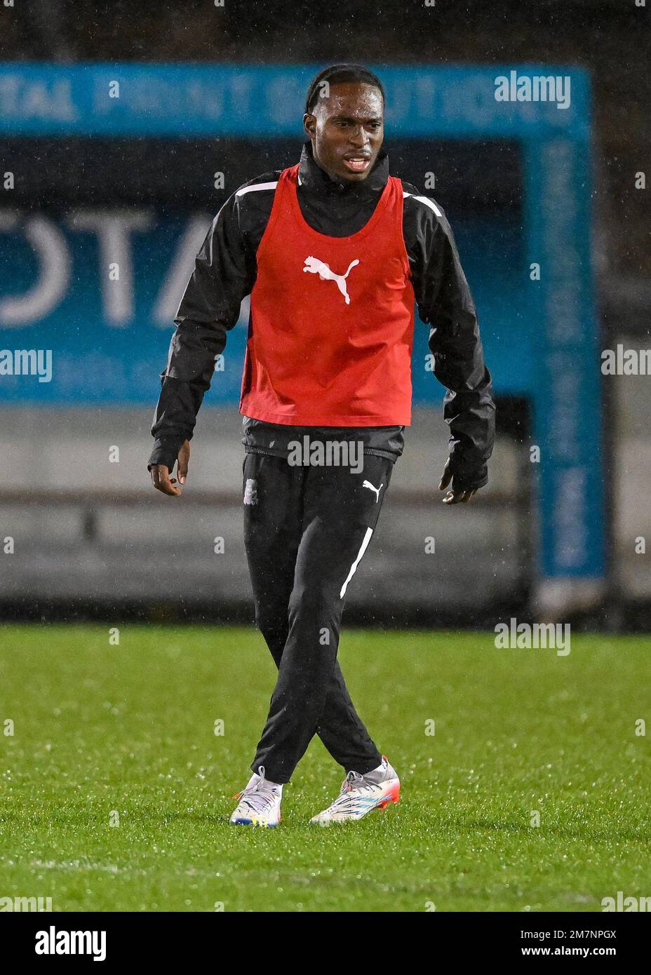 Plymouth Argyle midfielder Jay Matete (28) warming up during the Papa ...
