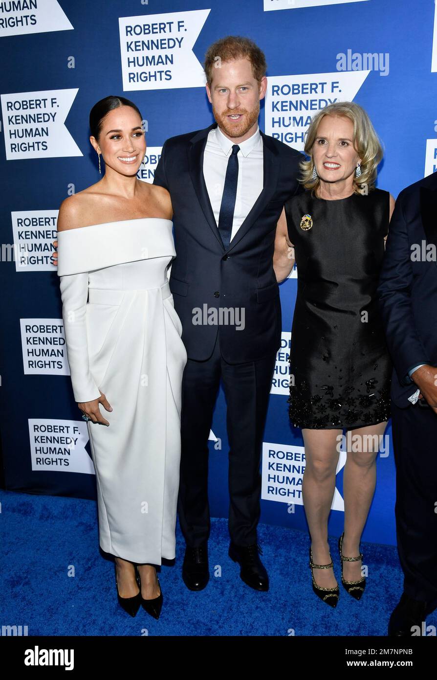 Meghan, Duchess of Sussex, left, Prince Harry and Kerry Kennedy attend the Robert F. Kennedy ...
