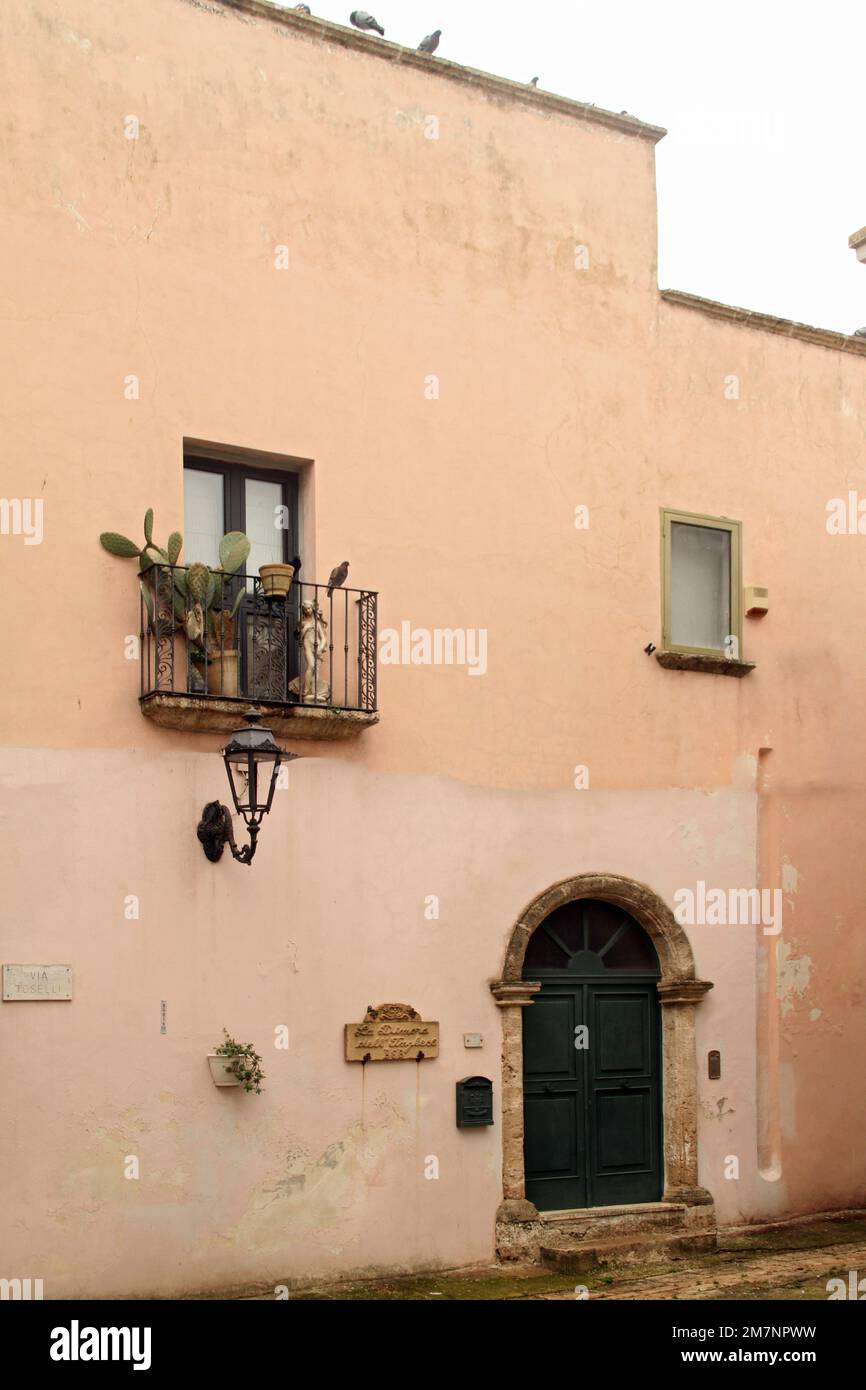 Felline, Italy. Facade of a building in the historical center, today ...