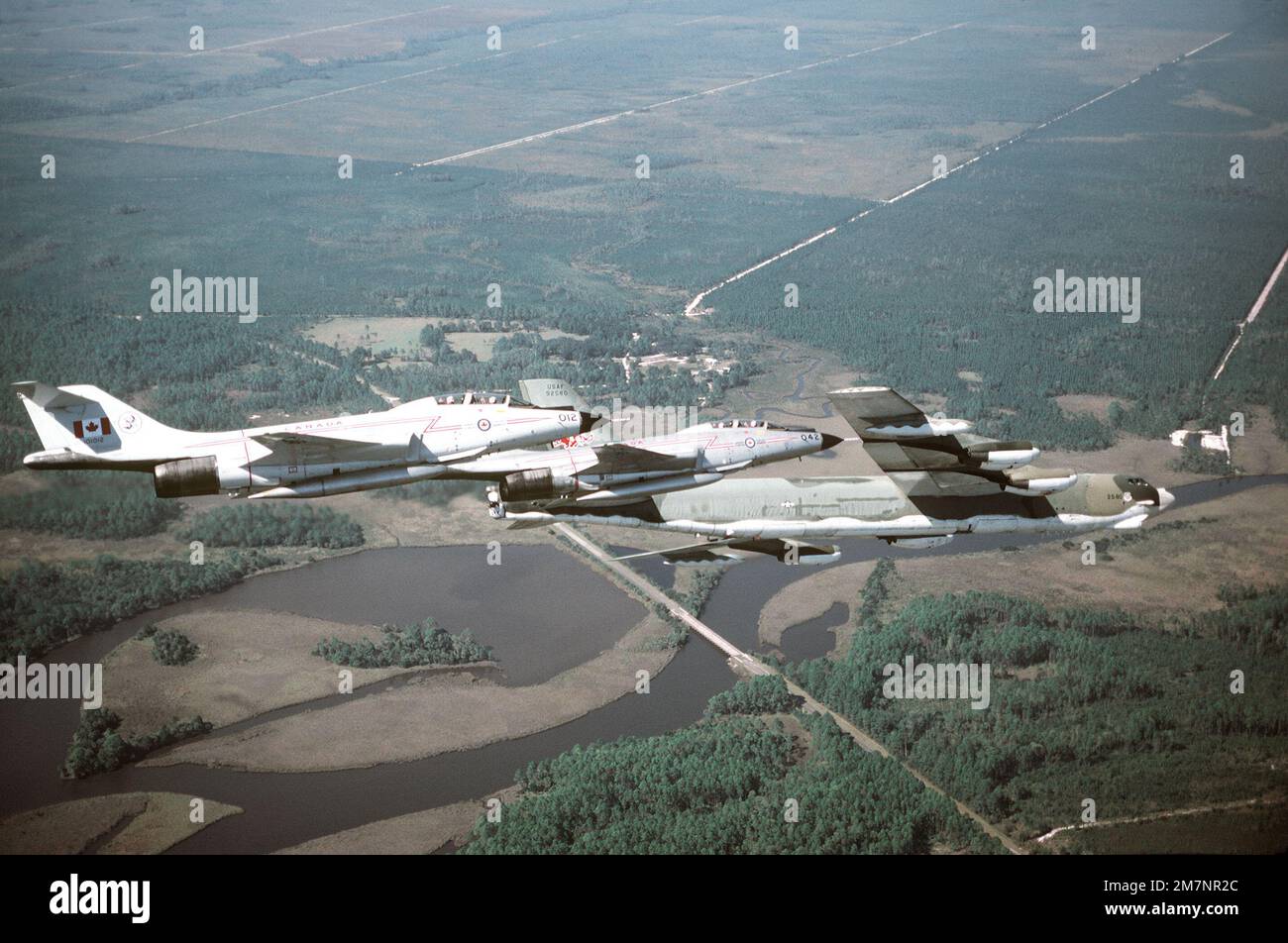 Right side view of two Canadian Air Force F-101 Voodoo aircraft ...